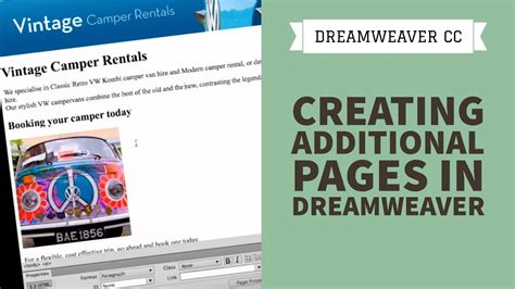 Creating Additional Pages In Dreamweaver Cc 1034 Youtube