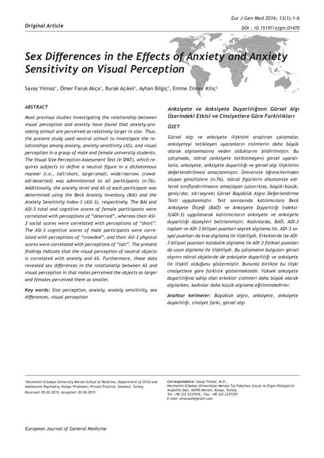 Pdf Sex Differences In The Effects Of Anxiety And Anxiety Sensitivity