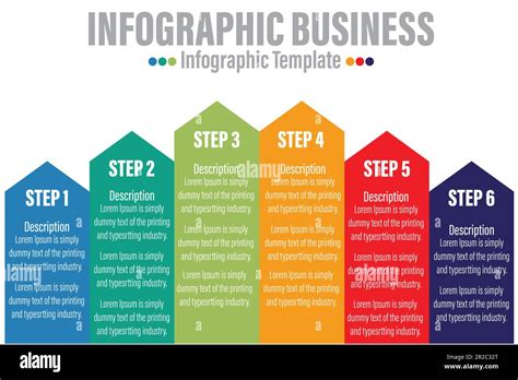 Business Data Visualization Infographic Template With Six 6 Steps Or Six 6 Option On Gray