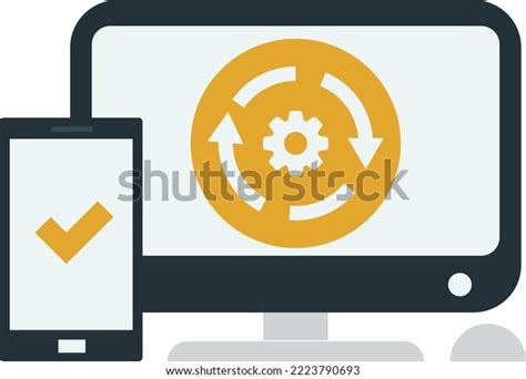 Laptop Synchronization Illustration Minimal Style Isolated Stock Vector