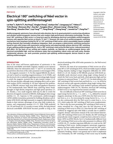 Pdf Electrical 180° Switching Of Néel Vector In Spin Splitting