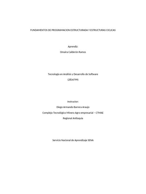 Fundamentos De Programacion Estructurada Y Estructuras Ciclicas Pdf