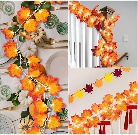 Buy Fall Garland String Lights With Timer For Thanksgiving Decorations