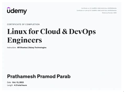 i earned a new certification linux for cloud and devops prathamesh parab posted on the topic