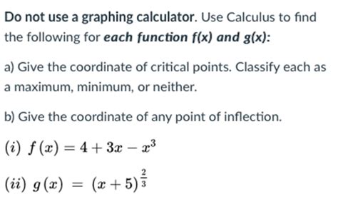 Solved Do Not Use A Graphing Calculator Use Calculus To Find The