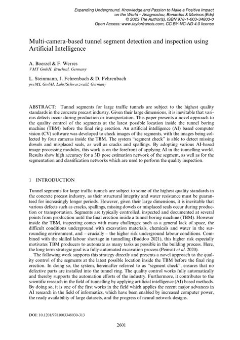 Pdf Multi Camera Based Tunnel Segment Detection And Inspection Using Artificial Intelligence
