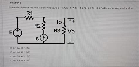 Solved QUESTIONS For The Electric Circuit Shown In The Chegg Com