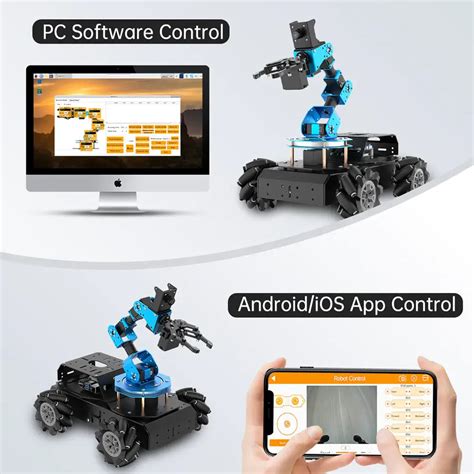 hiwonder armpi pro raspberry pi ros robotic arm developer kit w 4wd mecanum wheel chassis open