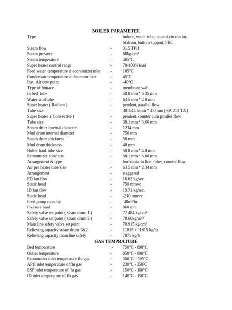 Boiler Parameters Pdf Boiler Gases
