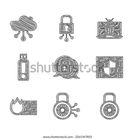 Set Cyber Security Safe Combination Lock Stock Vector Royalty Free 2261347855 Shutterstock