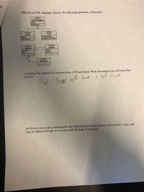 solved p3 given uml diagram answer following questions 30 points
