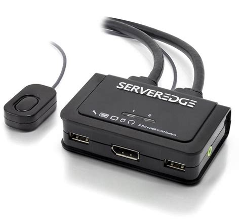 Serveredge Port USB DisplayPort Cable KVM Switch With Audio Remote CA