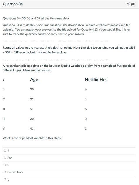 Solved Questions 34 35 36 And 37 All Use The Same Data Chegg Com
