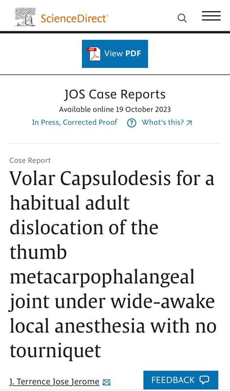 Terrence Jose Jerome Frcs On Linkedin Mcp Joint Volar Capsulodesis