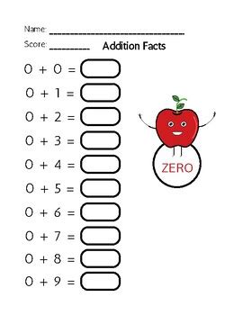 Basic Addition Fact Fluency Worksheet Adding 0 To Numbers Up To 9
