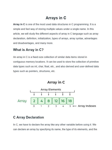 Arrays In C Pdf C Programming Language Data Type