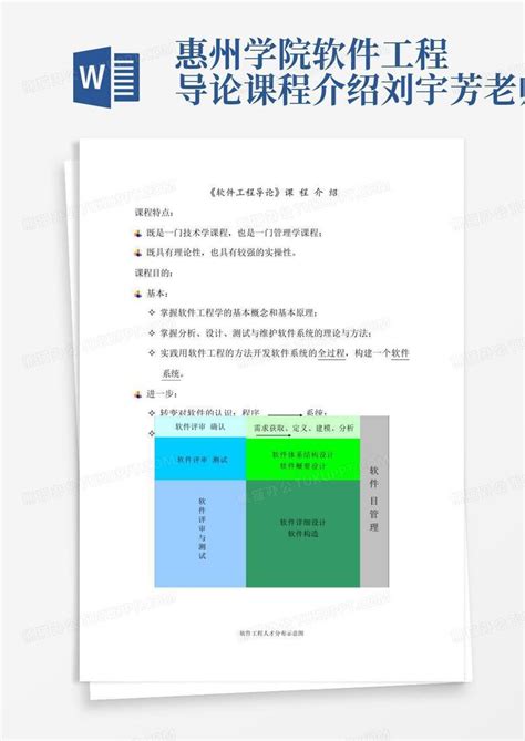 惠州学院软件工程导论课程介绍刘宇芳老师word模板下载编号lnbwopwg熊猫办公