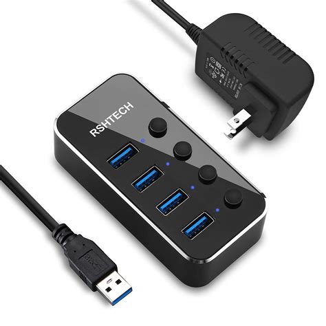 Buy RSHTECH Powered USB Hub Port USB Hub Splitter Portable Aluminum USB Data Hub Expander