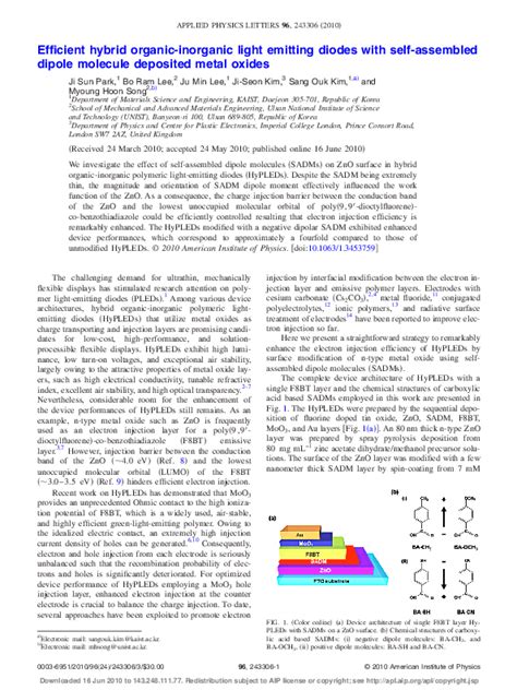 Pdf Efficient Hybrid Organic Inorganic Light Emitting Diodes With