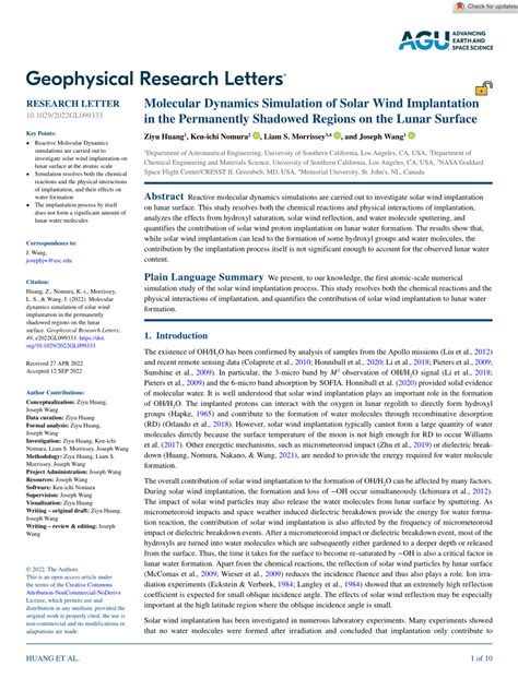 PDF Molecular Dynamics Simulation Of Solar Wind Implantation In The