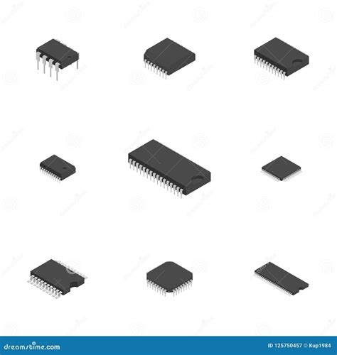 Set Of Different 3d Electronic Components Vector Illustration Stock Vector Illustration Of