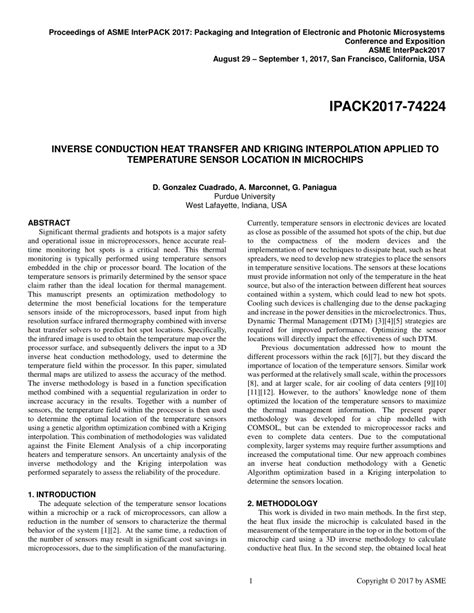 pdf inverse conduction heat transfer and kriging interpolation applied to temperature sensor