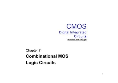 Cmos Logic Circuits Analysis And Design