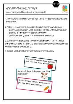 Word Problems Arrays Materials Arrays Cards Multiplication And Division