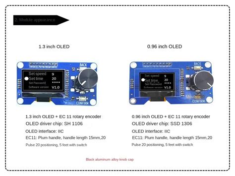 1 3 Inch 0 96 Inch Oled Display Screen Combined With Ec11 Rotary Encoder Module Iic Interface