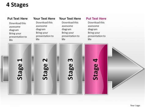 Ppt Linear Flow 4 Stages2 PowerPoint Templates