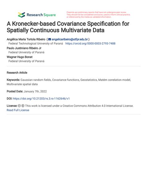 Pdf A Kronecker Based Covariance Specification For Spatially