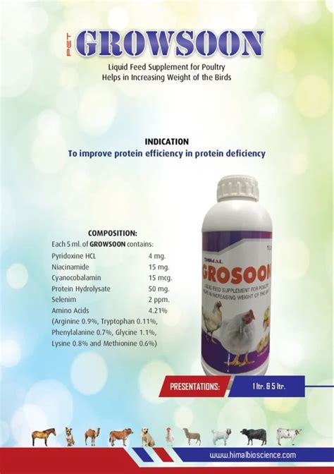 Liquid Poultry Feed Supplements Packaging Type Bottle Packaging Size 120ml 500ml 1ltr 5ltr