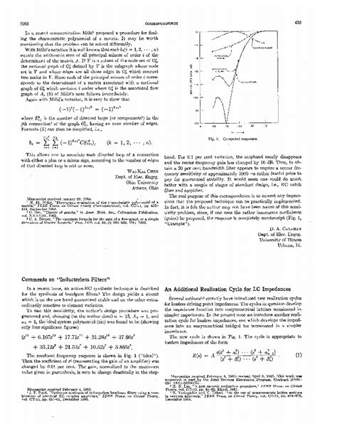 Comments On Inductorless Filters Ieee Journals And Magazine Ieee Xplore