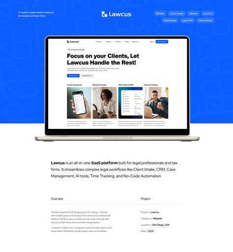 Legal Crm Saas Uiux Design And Branding Lawcus Behance