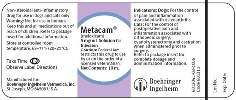 Metacam Injection Fda Prescribing Information Side Effects And Uses