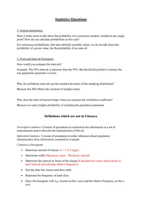 Statistics Questions For Exam Statistics Questions 3 Normal