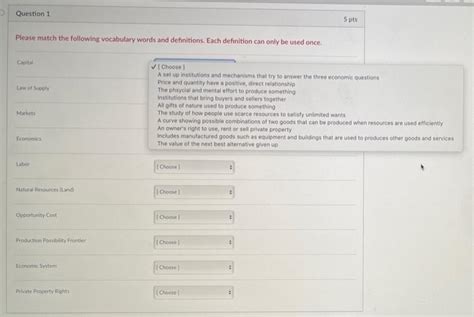 Solved Question 1 5 Pts Please Match The Following Chegg Com