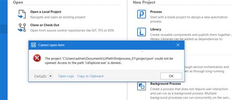 i am getting error while creating new process in uipath community edition help uipath