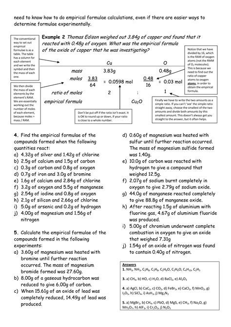 06 Empirical Formulae Pdf