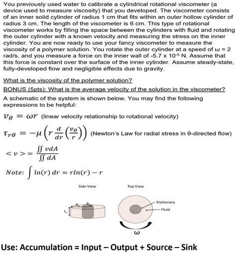 Solved You Previously Used Water To Calibrate A Cylindrical Rotational