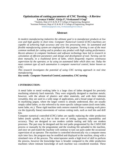 Pdf Optimization Of Cutting Parameters Of Cnc Turning A Review