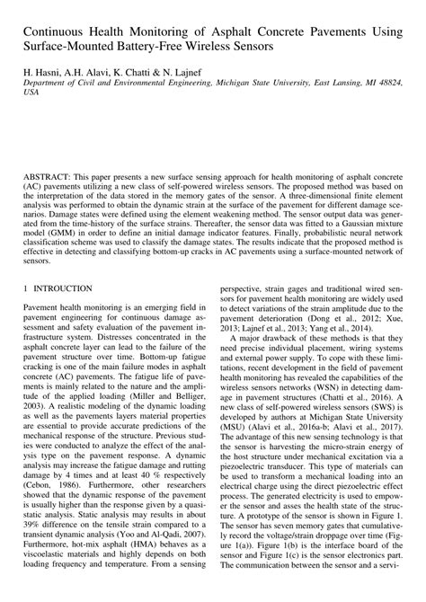 Pdf Continuous Health Monitoring Of Asphalt Concrete Pavements Using Surface Mounted Battery