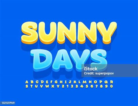 벡터 다채로운 기호 써니 일 어린이를위한 노란색 3d 알파벳 문자 와 숫자 0명에 대한 스톡 벡터 아트 및 기타 이미지 0명 공휴일 귀여운 Istock