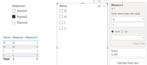 Solved Measure To Create 2 Slicers That Displays Name Wit