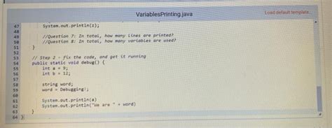 Solved Load Default Template Variables Printingjava 1