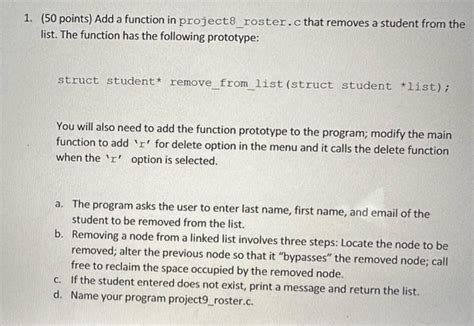 Solved 1 50 Points Add A Function In Project8roster C