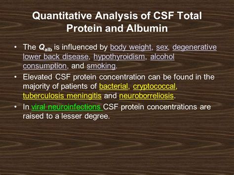 Quantitative Analysis Of Csf Total Protein And Albumin 醫學四 B 陳佑丞 指導老師