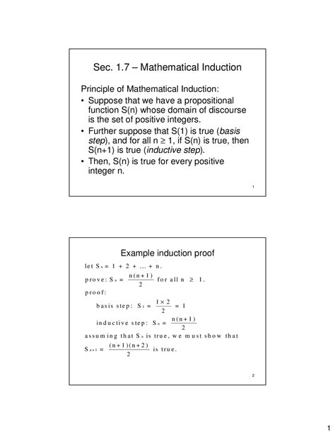 Mathematical Induction Lecture Slides Math 150 Docsity