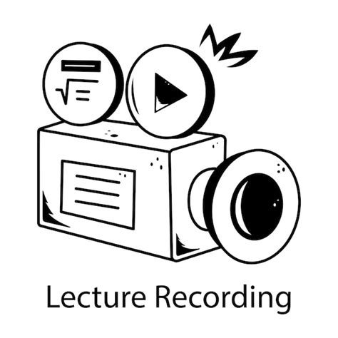 Premium Vector A Doodle Style Icon Of Lecture Recording