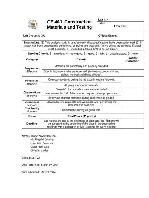 Lab 4 Flow Test Pdf Concrete Mortar Masonry